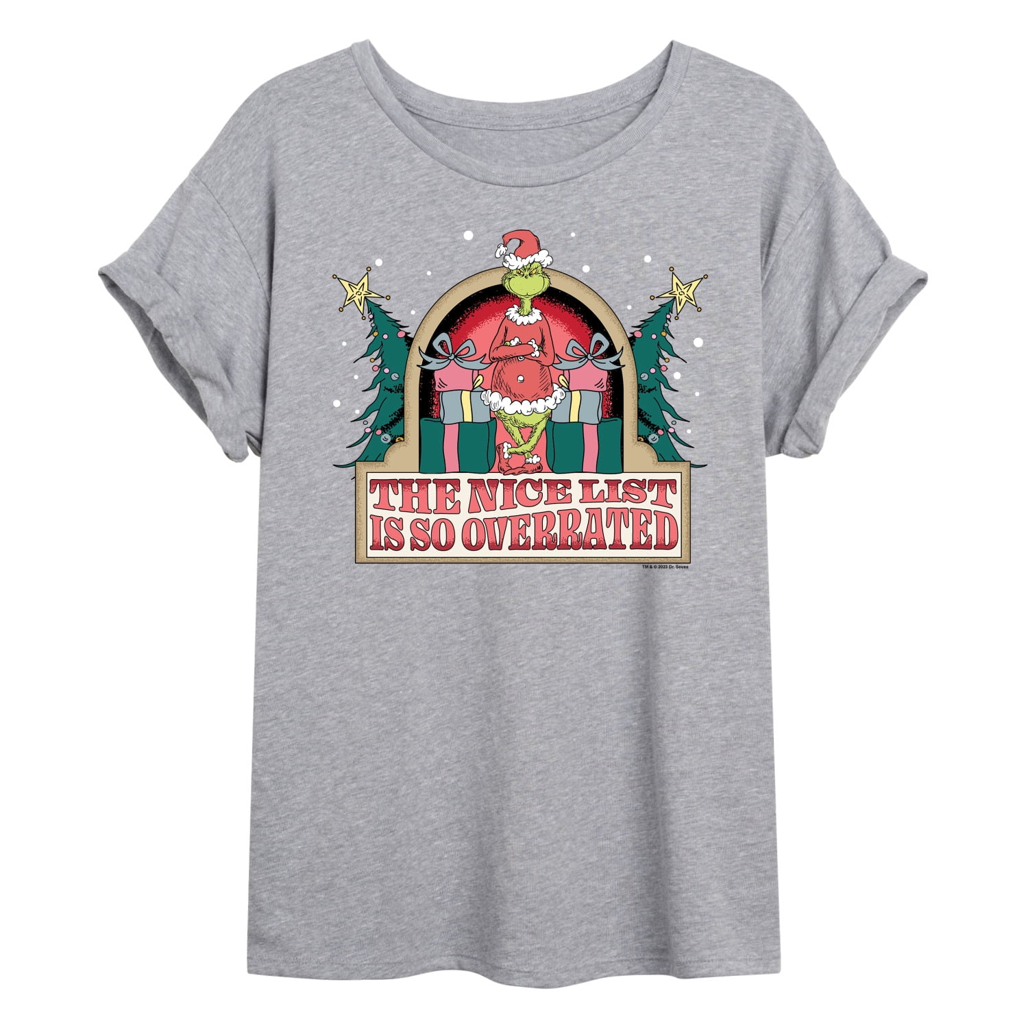 The Grinch - Nice List Is So Overrated - Juniors Oversized Graphic T ...