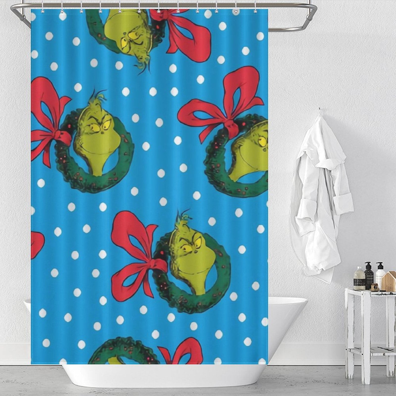 The Grinch Polka Dots Shower Curtain,Polyester Shower Curtain,Water ...