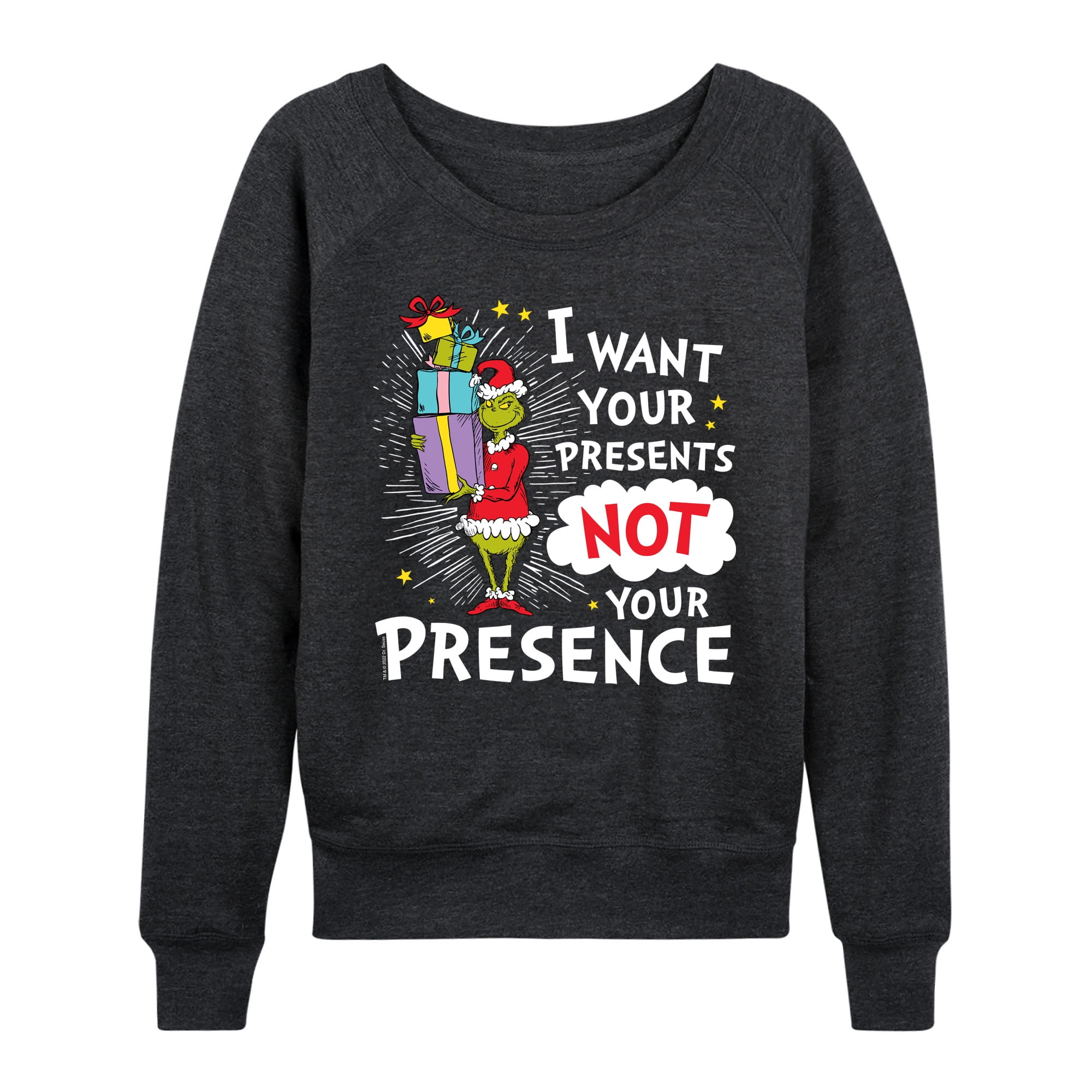 The Grinch - Presents Not Presence - Women's French Terry Long Sleeve ...