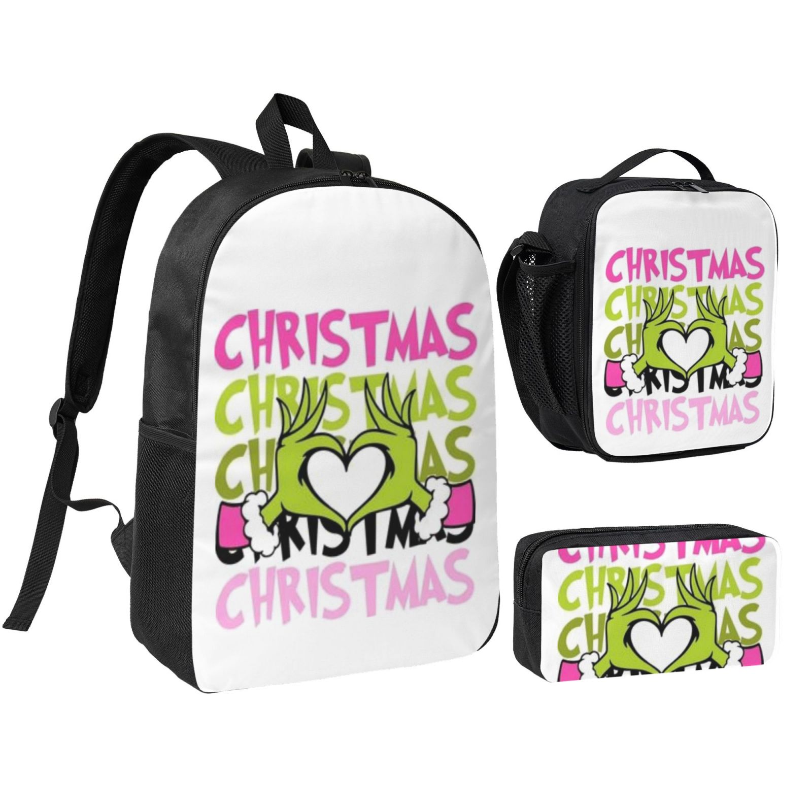 The-Grinch School Backpack with Lunch Box and Pencil Cas Backpack Set ...