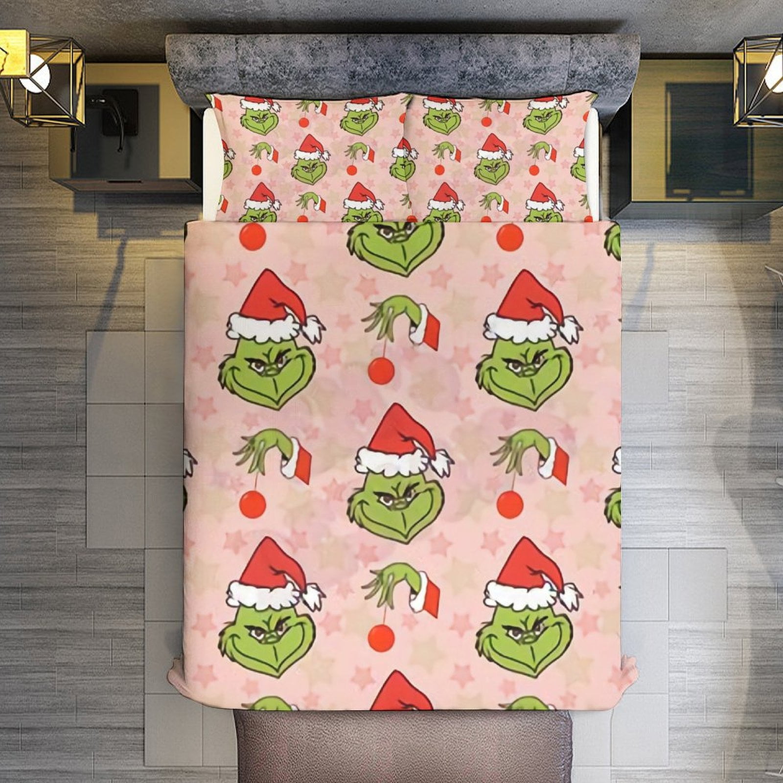 The Grinch Seamless File Duvet Cover Set with Zipper Closure,3 Pieces ...