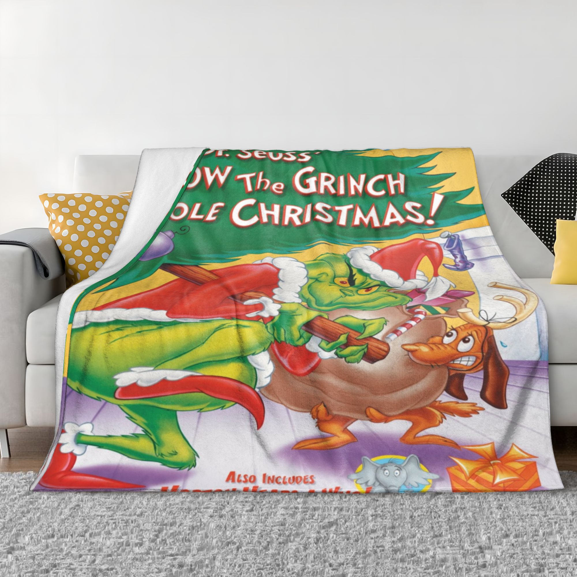 The Grinch Stole Christmas Throw Blankets 40"X30" Lightweight Cozy Soft ...