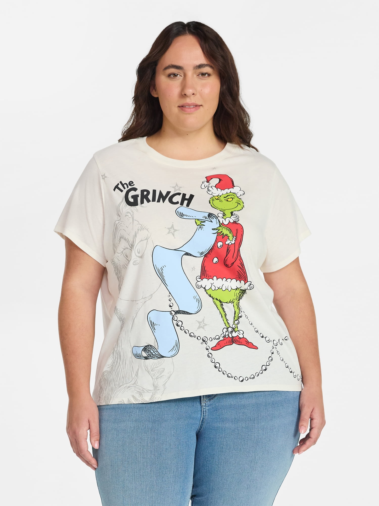 The Grinch Women's Plus Size Front Back Graphic Tee with Short Sleeves ...