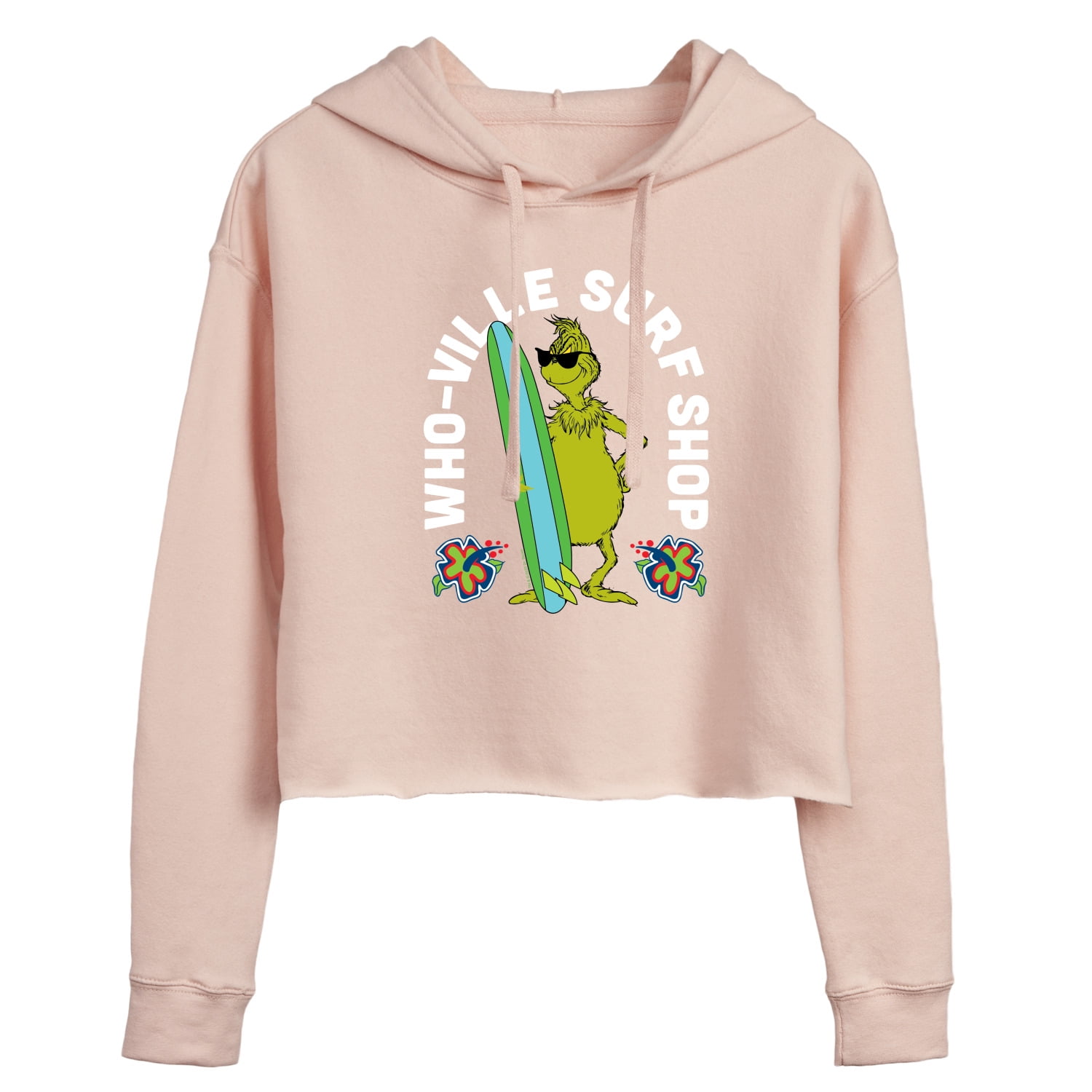 The Grinch - Whoville Surf Shop - Juniors Cropped Pullover Hoodie ...