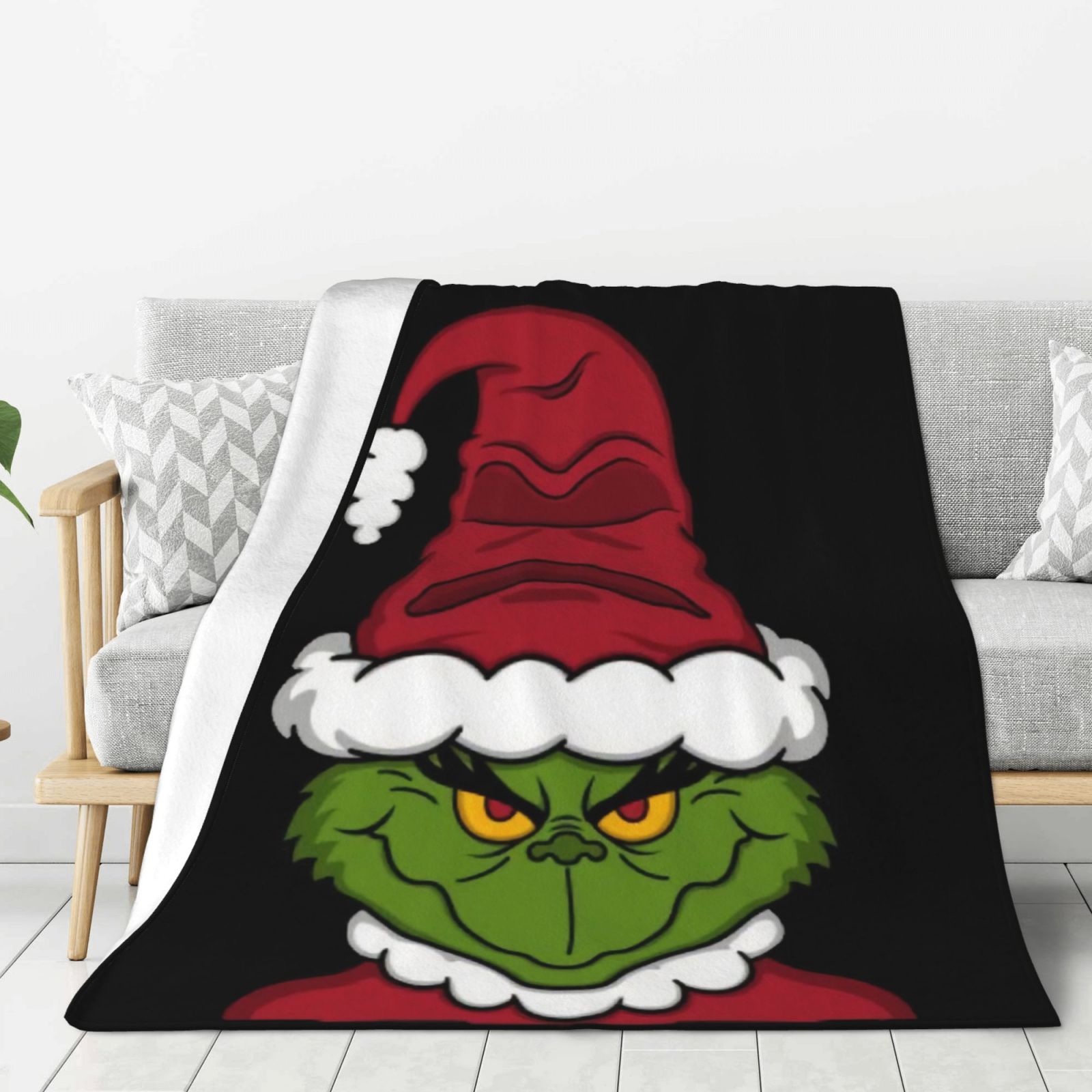 The Grinch wearing a Santa hat Blanket,Throw Blanket for Kids and ...