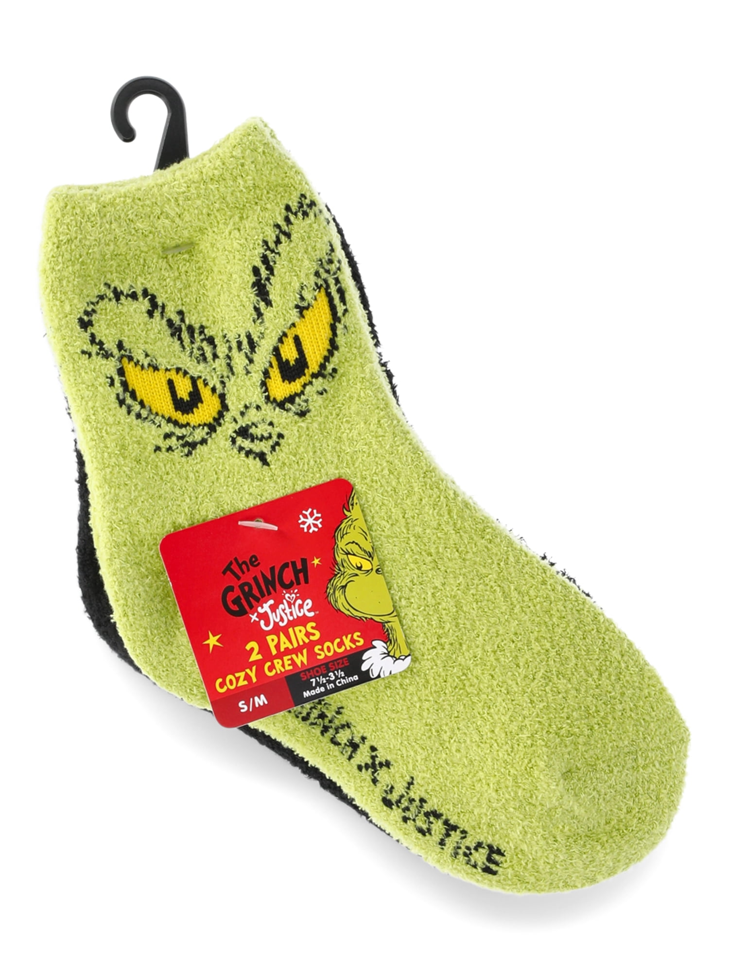 Grinch x Justice Girls Cozy Socks, 2-Pack, Sizes S/M-M/L - Walmart.com