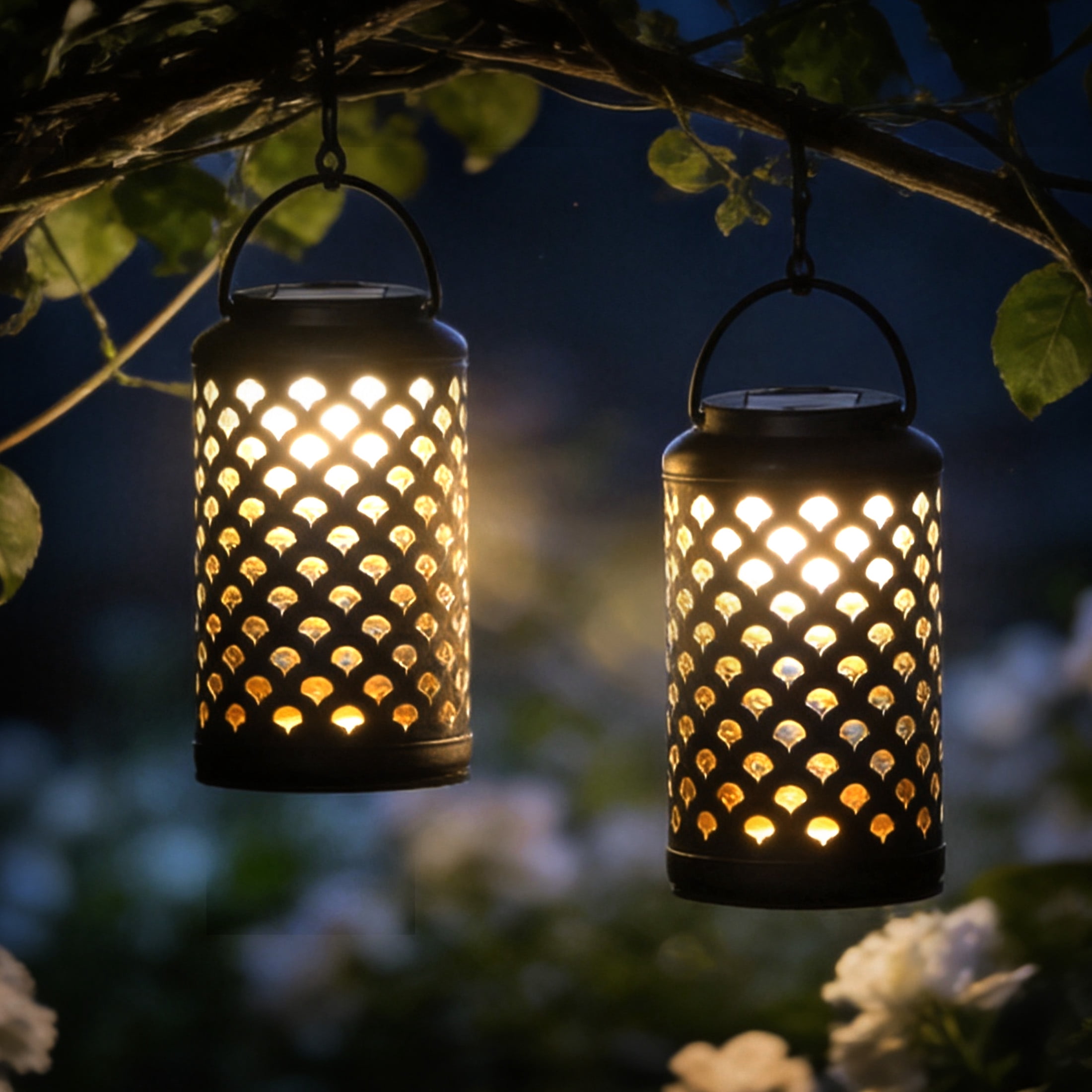 The Growing Ground 2-Pack Solar Lanterns with Handle, Outdoor Hanging ...