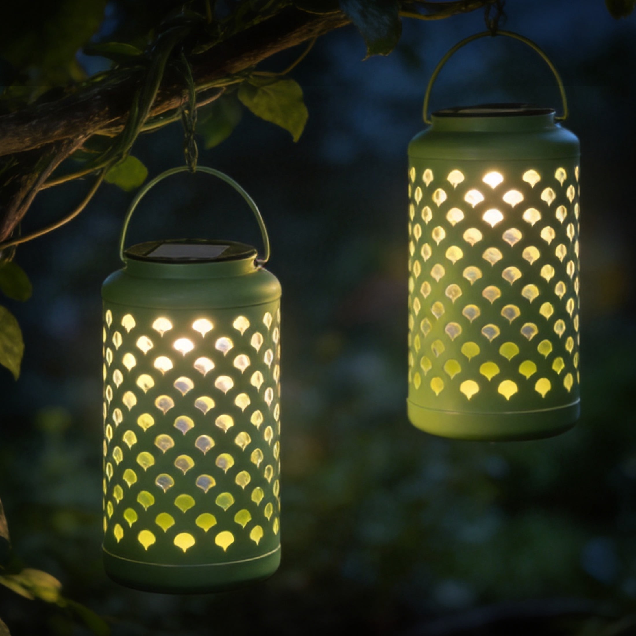 The Growing Ground 2-Pack Solar Lanterns with LED Light and Handle ...