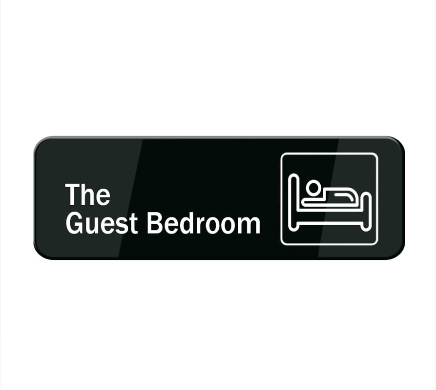 The Guest Bedroom Sign For Door, Acrylic Plastic, Black And White ...