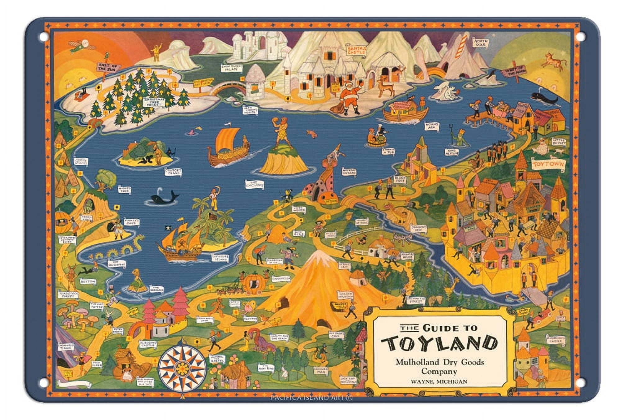 The Guide to Toyland - Children's Fairy Tales - Vintage Pictorial Map c ...