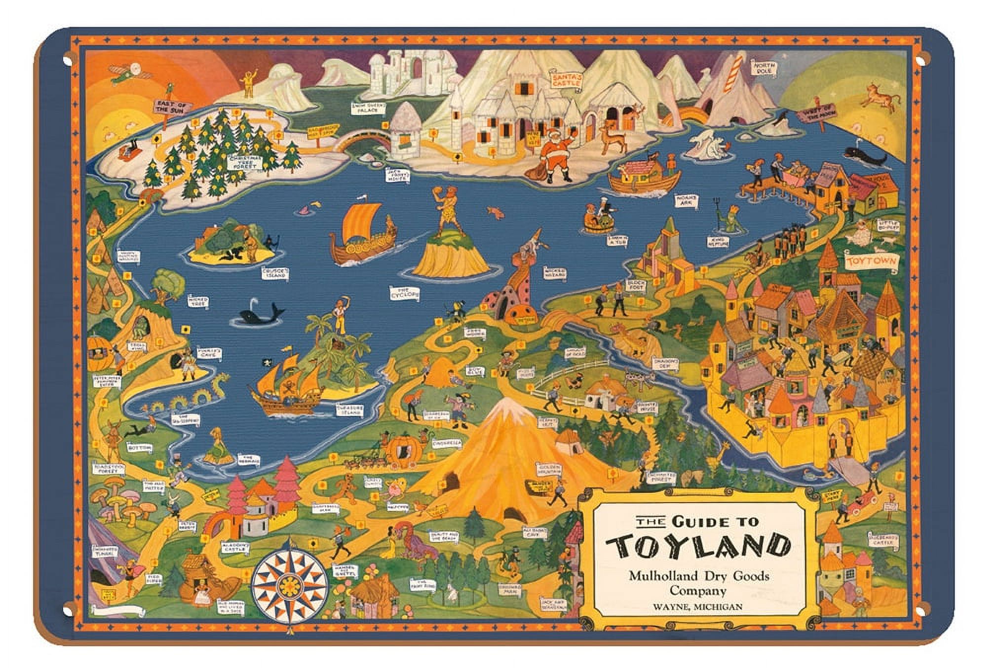 The Guide to Toyland - Children's Fairy Tales - Vintage Pictorial Map c ...