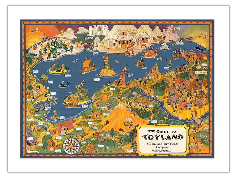 The Guide to Toyland - Children's Fairy Tales - Vintage Pictorial Map c ...
