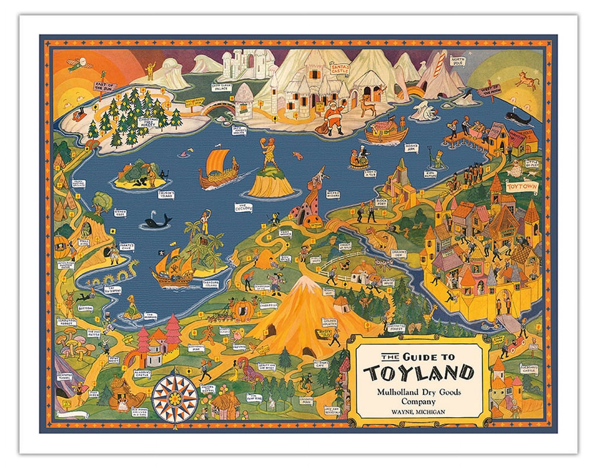 The Guide to Toyland - Children's Fairy Tales - Vintage Pictorial Map c ...