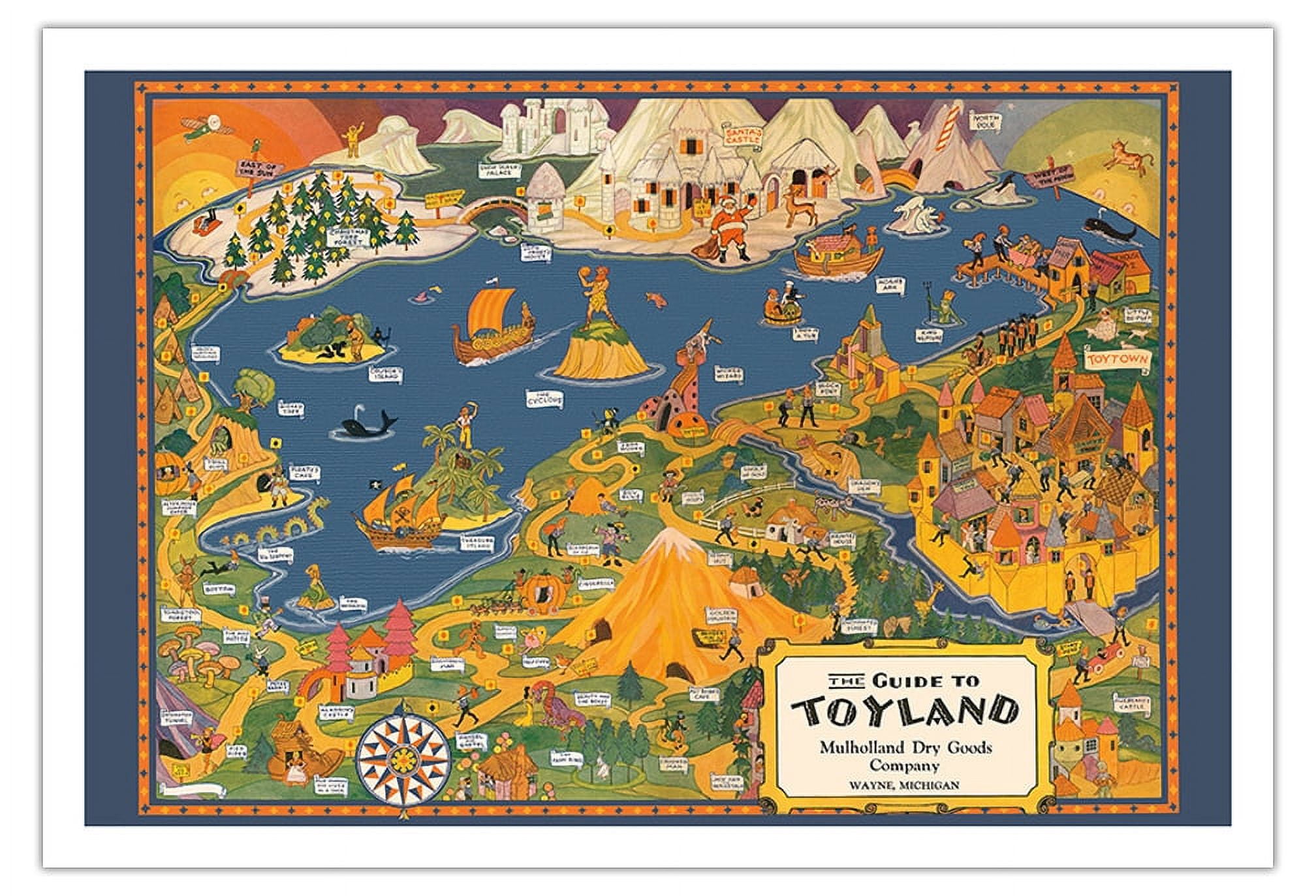 The Guide to Toyland - Children's Fairy Tales - Vintage Pictorial Map c ...