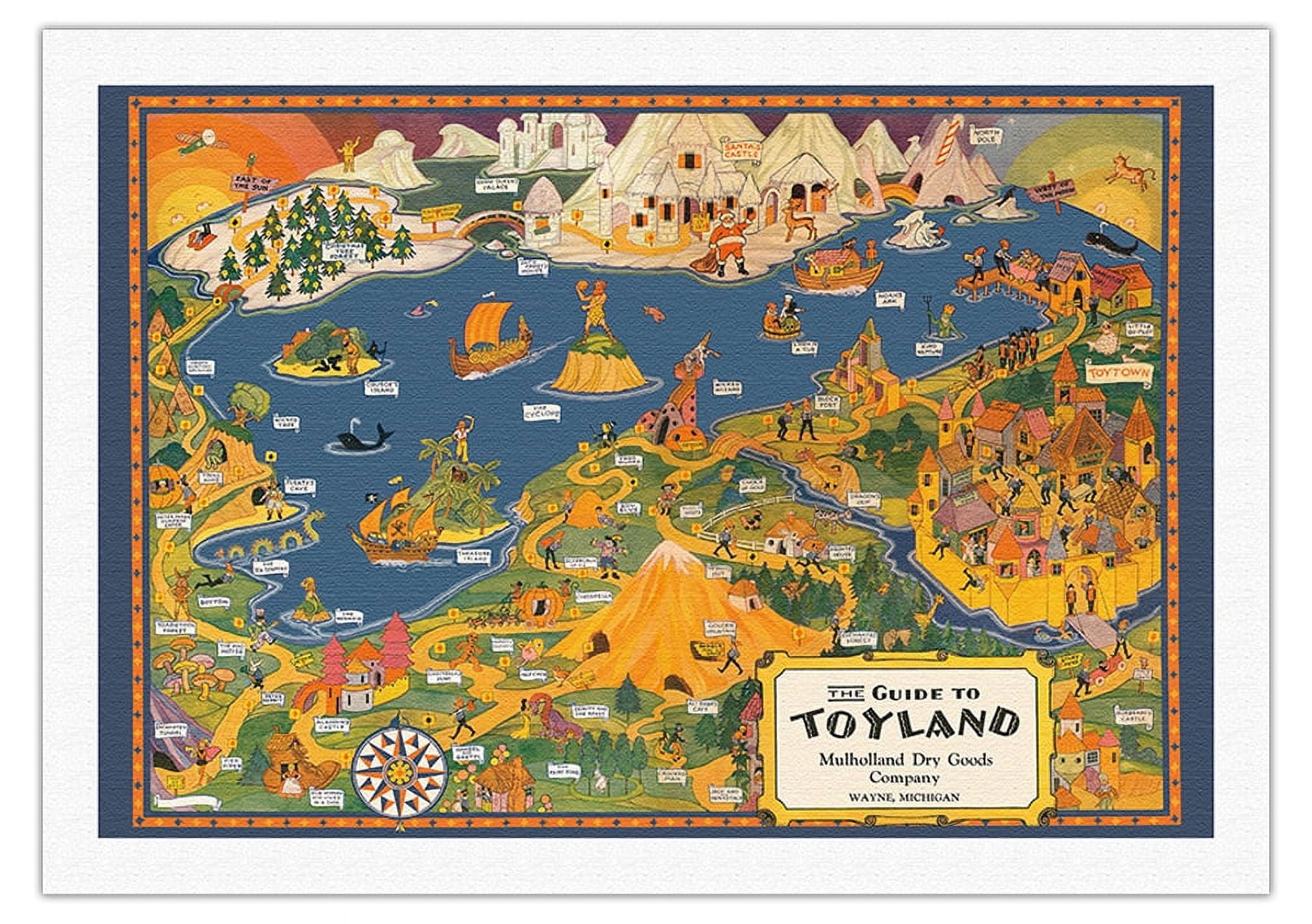 The Guide to Toyland - Children's Fairy Tales - Vintage Pictorial Map c ...