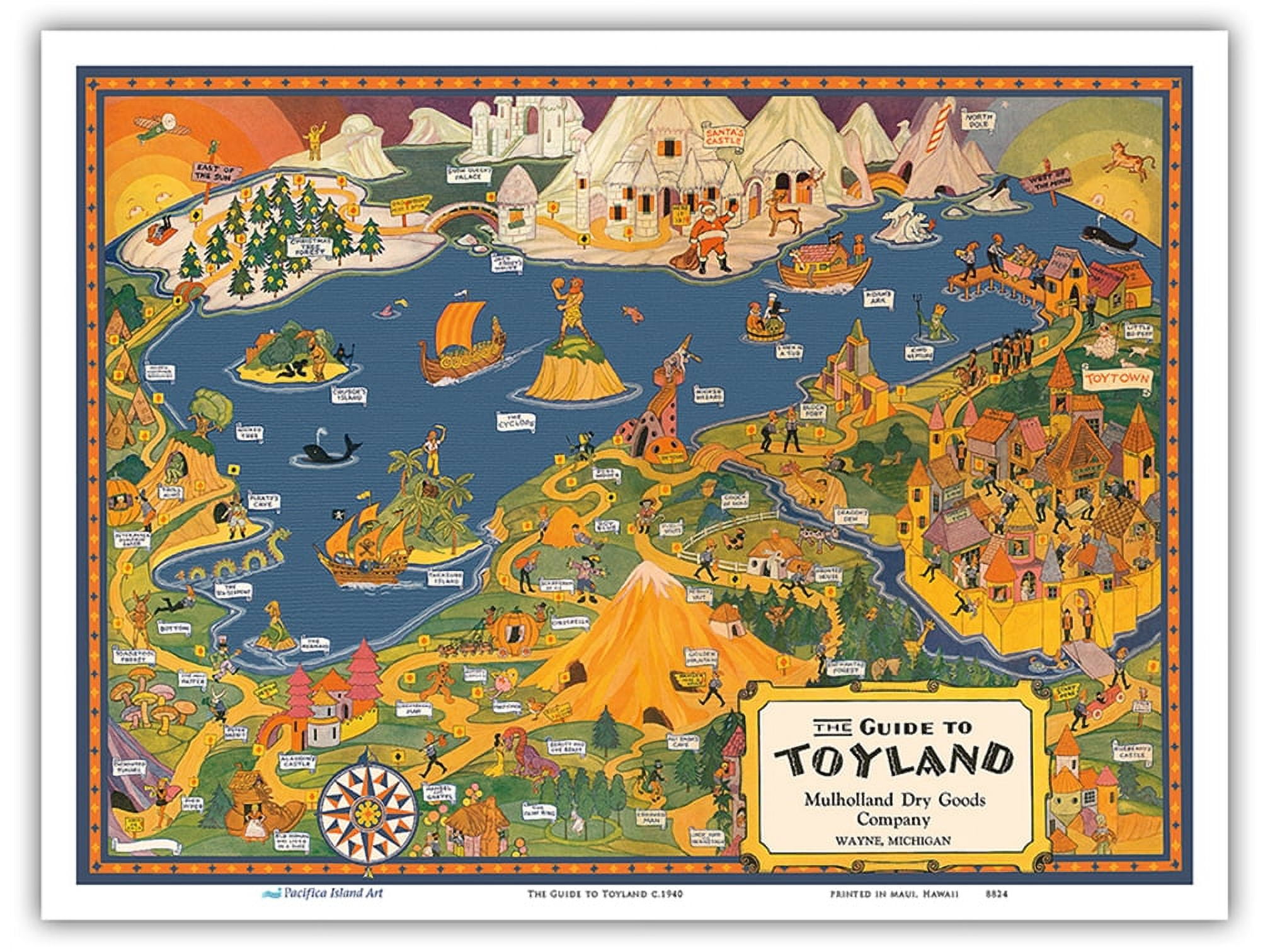 The Guide to Toyland - Children's Fairy Tales - Vintage Pictorial Map c ...