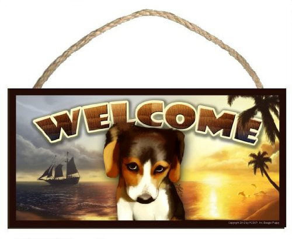 The Guilty Beagle Summer Season Welcome Dog Sign / Plaque featuring the ...