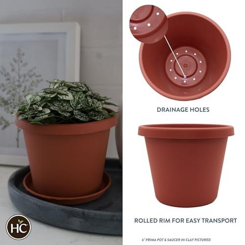 The HC Companies 8 Inch Round Prima Planter - Small Plastic Plant Pot ...