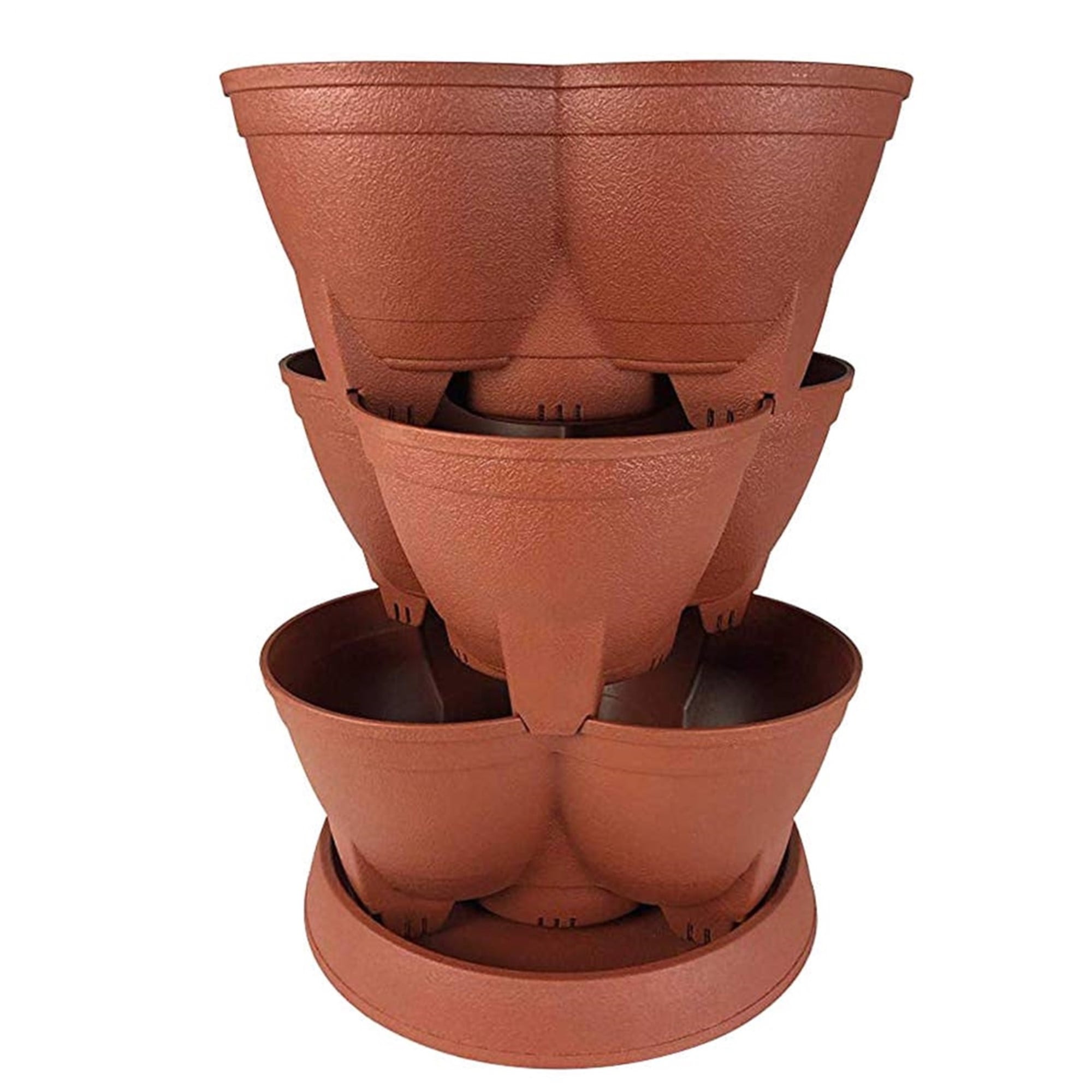 Stack-A-Pots Stackable Planter, 30 Quarts - Brick, UV Safe Plastic ...