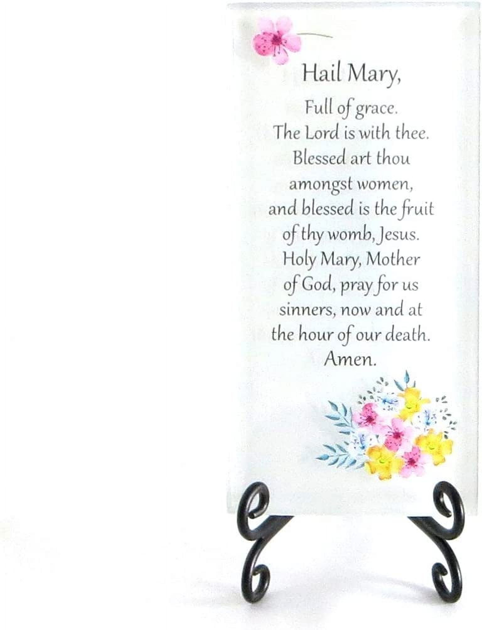 The Hail Mary Prayer Inspirational Glass Plaque. A Beautiful Prayer to ...