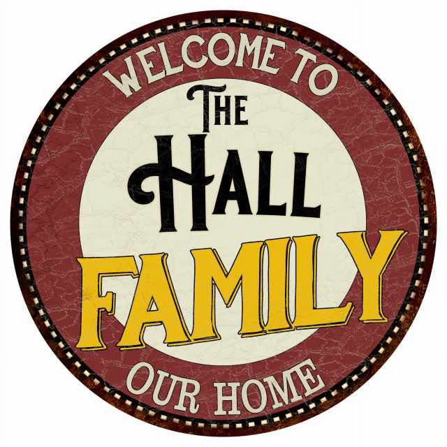 The Hall Family 12" Round Metal Sign Kitchen Game Room Décor ...