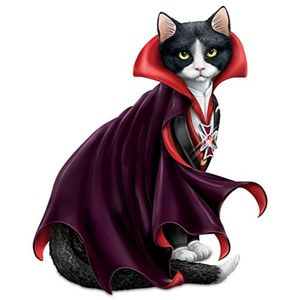 The Hamilton Collection Halloween "Count Cat-ula" Vampire Cat Figurine ...