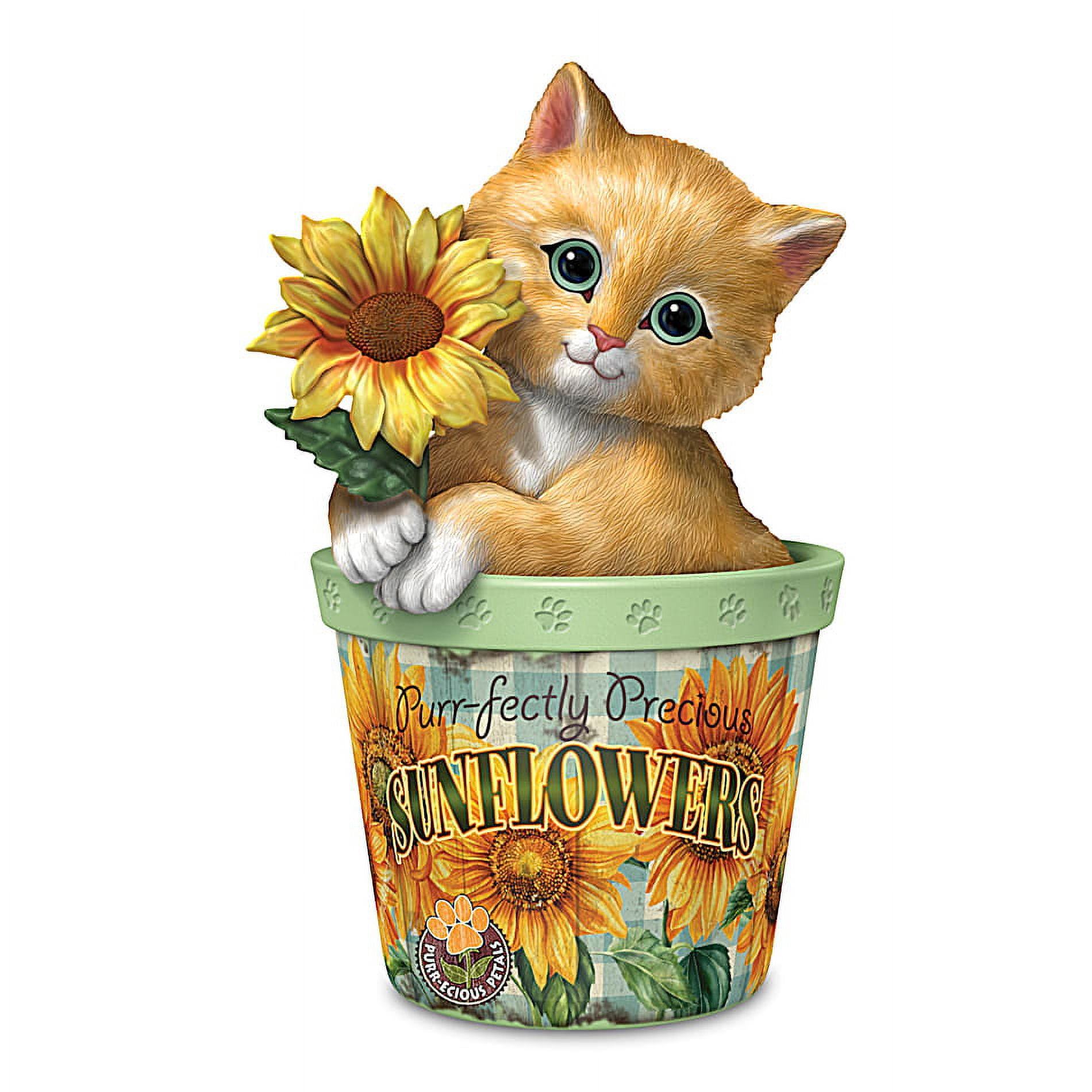 The Hamilton Collection Purr-fectly Precious Potted Sunflower and ...
