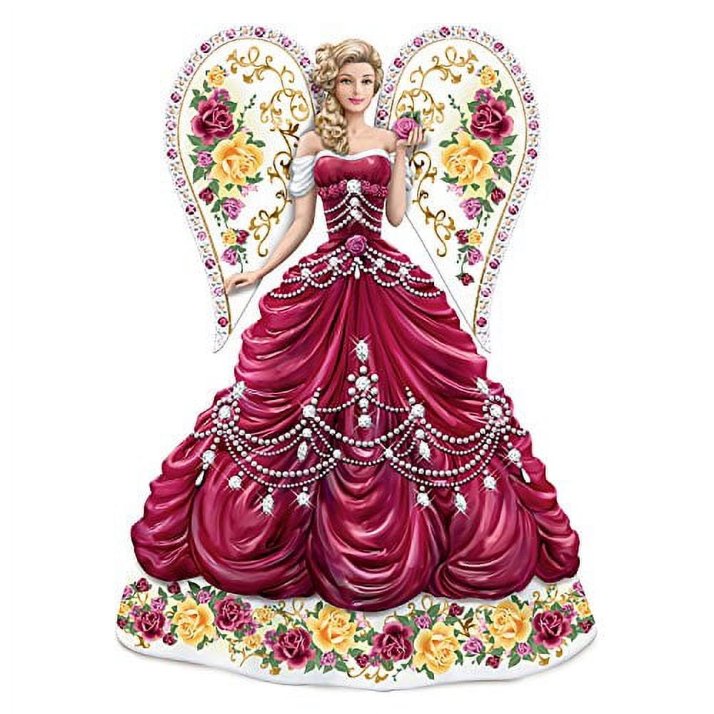 The Hamilton Collection Sparkling Country Rose Angel Figurine With ...