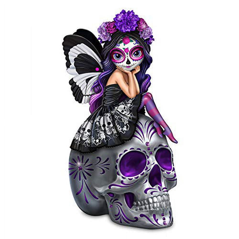 The Hamilton Collection Spirit of The Dearly Loved Glow-in-The-Dark Sugar Skull Figurine by ...
