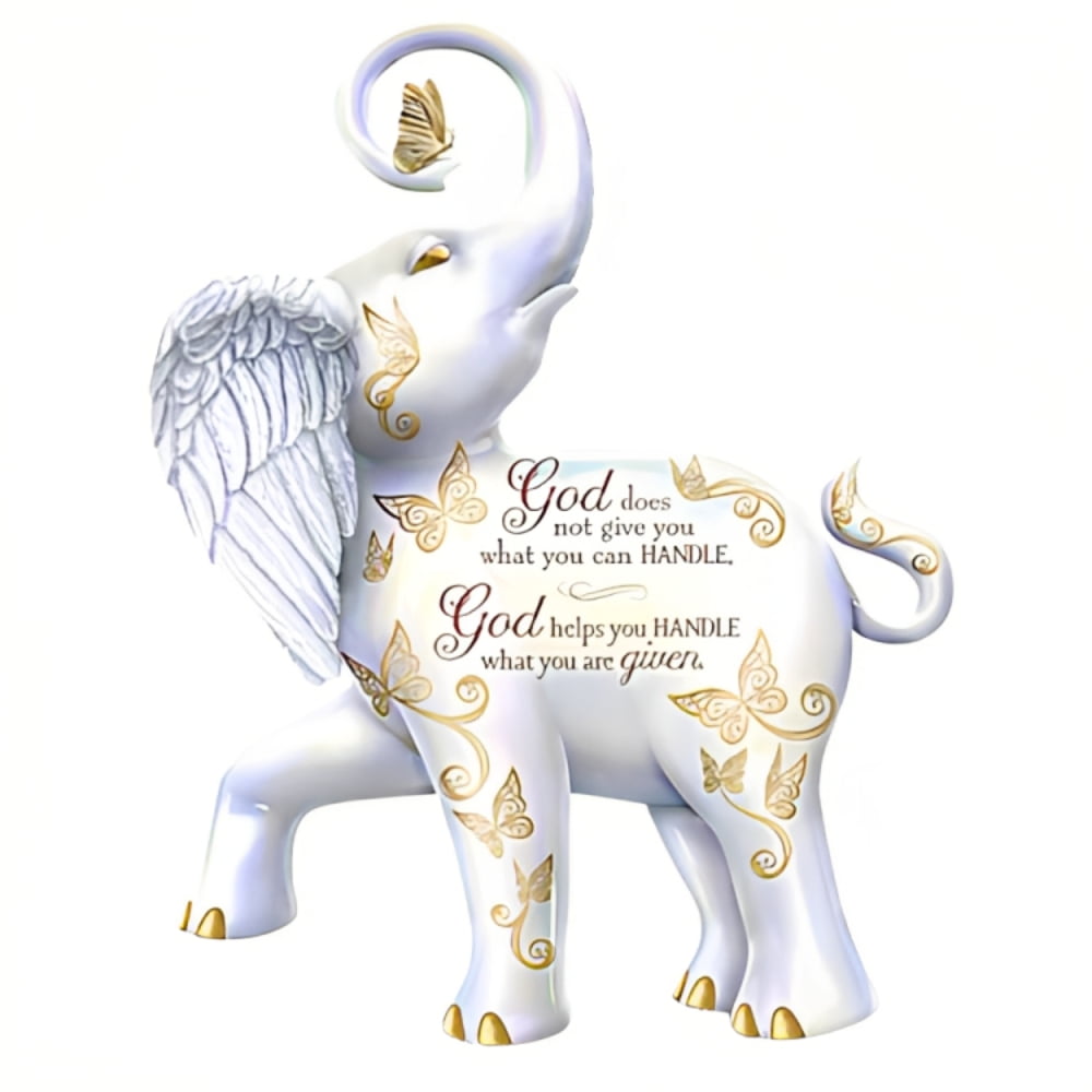 The Hamilton Collection Strength in Gods Help Elephant Figurine A ...