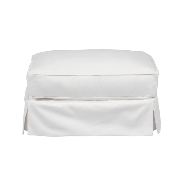 The Hamptons Collection 18” White Box Cushion Slipcovered Ottoman ...