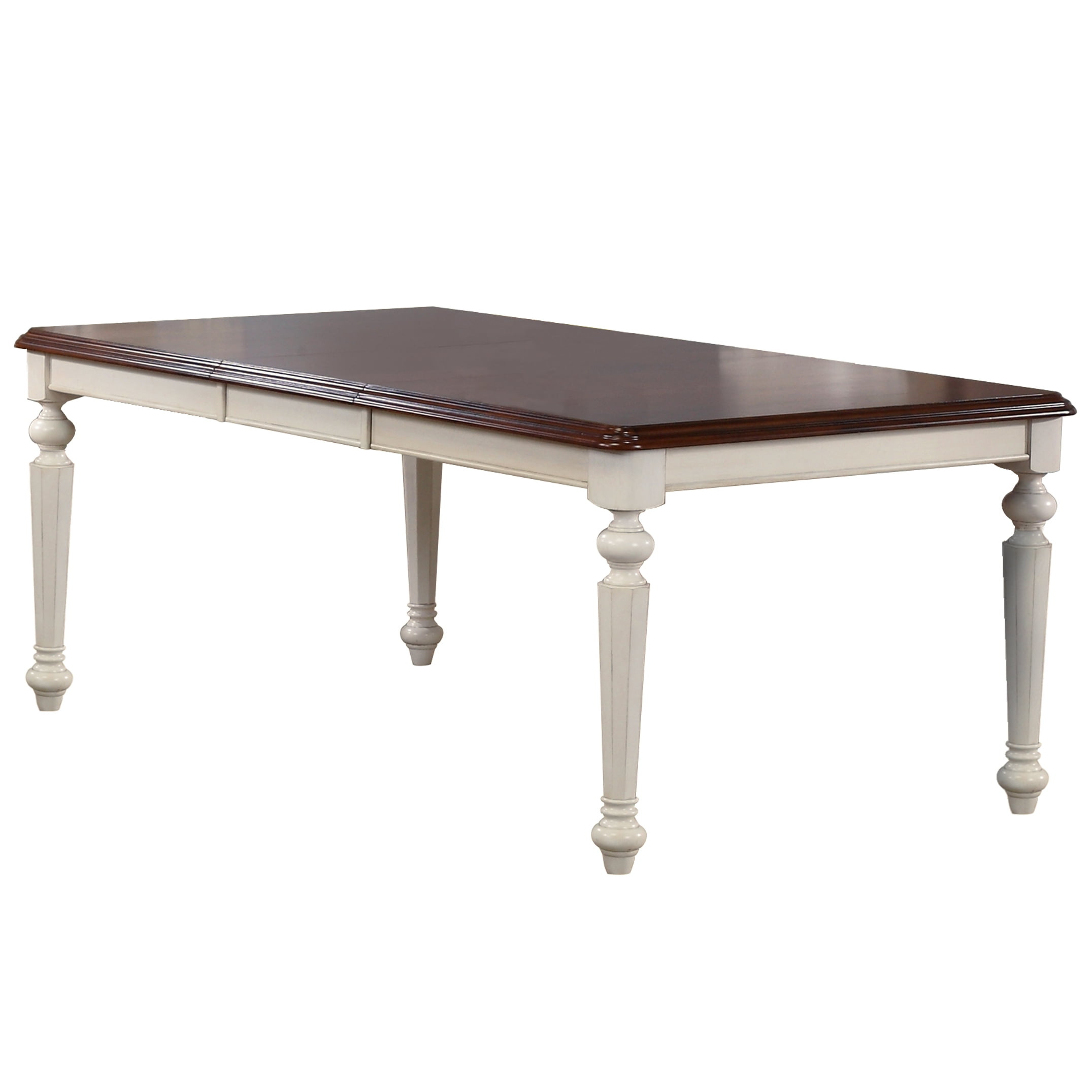 30" Antique White and Brown Elegant Butterfly Leaf Rectangular Dining Table - Walmart.com