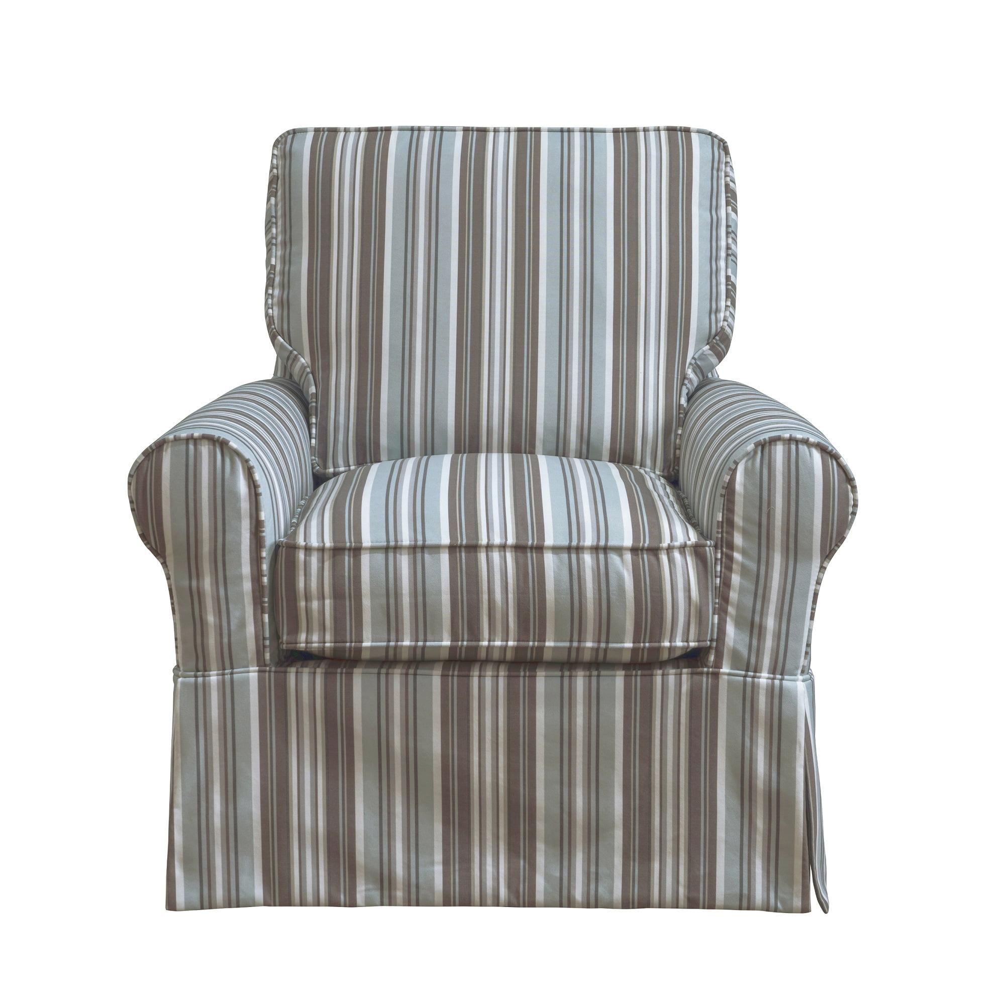 The Hamptons Collection 36” Blue and Grey Striped Fabric Slipcovered ...