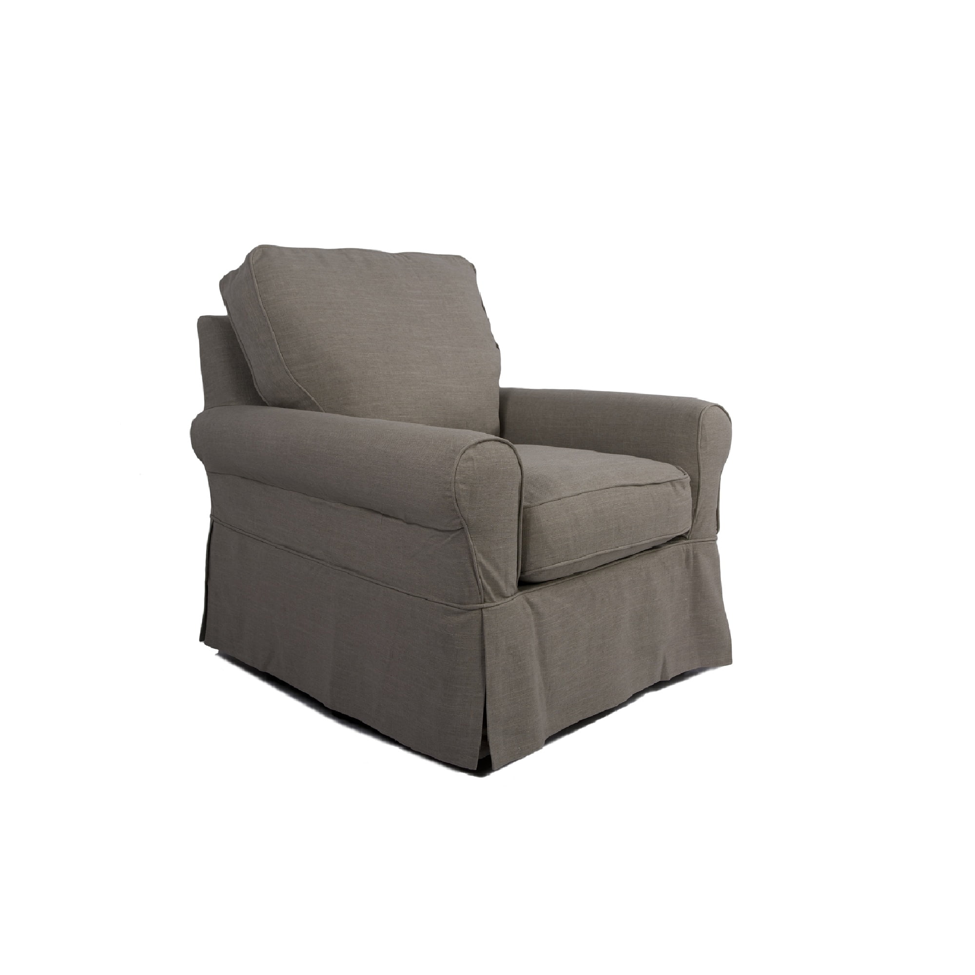The Hamptons Collection 36” Light Grey Slipcovered Swivel Rocking Chair ...