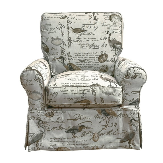 The Hamptons Collection 36” Off-White and Gray Bird Script Fabric ...