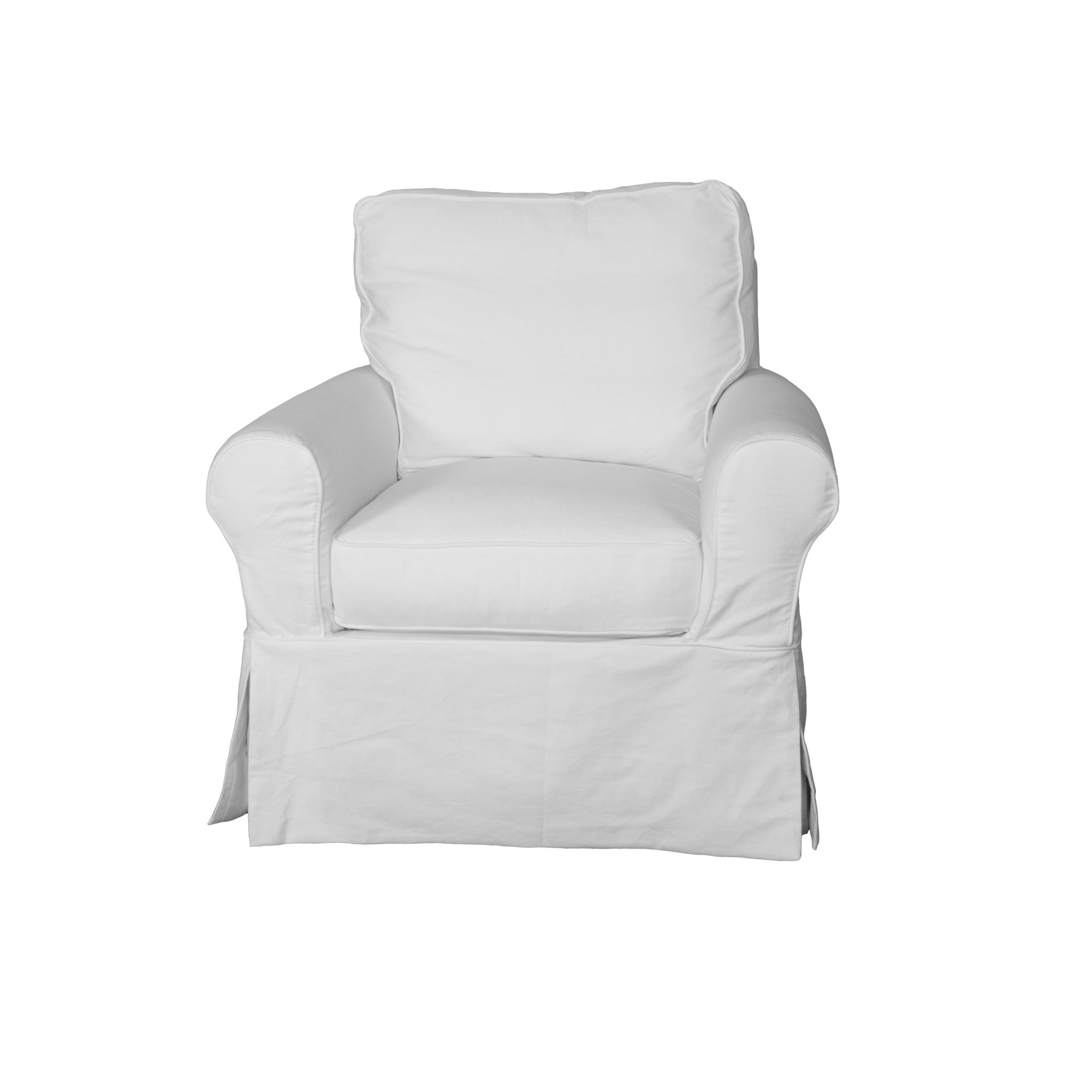 The Hamptons Collection 36” Pure White Fabric Slipcovered Swivel ...