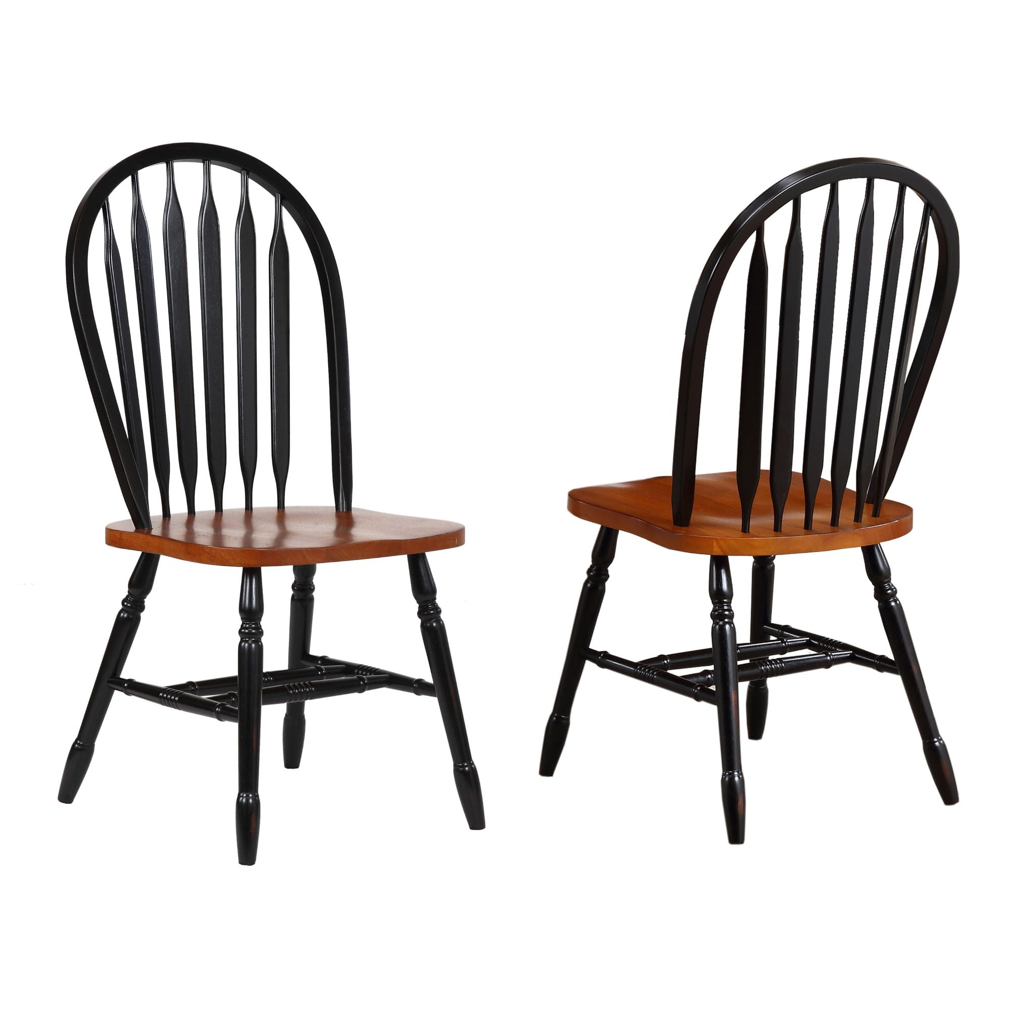 Set of 2 Antique Black and Brown Andrews Arrowback Dining Chair - 38 ...