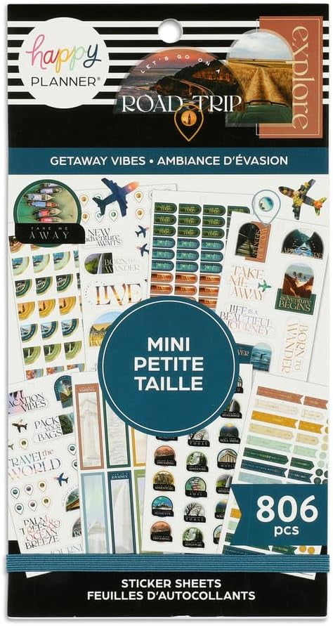 The Happy Planner Getaway Vibes Sticker Sheet 806 pcs - Walmart.com