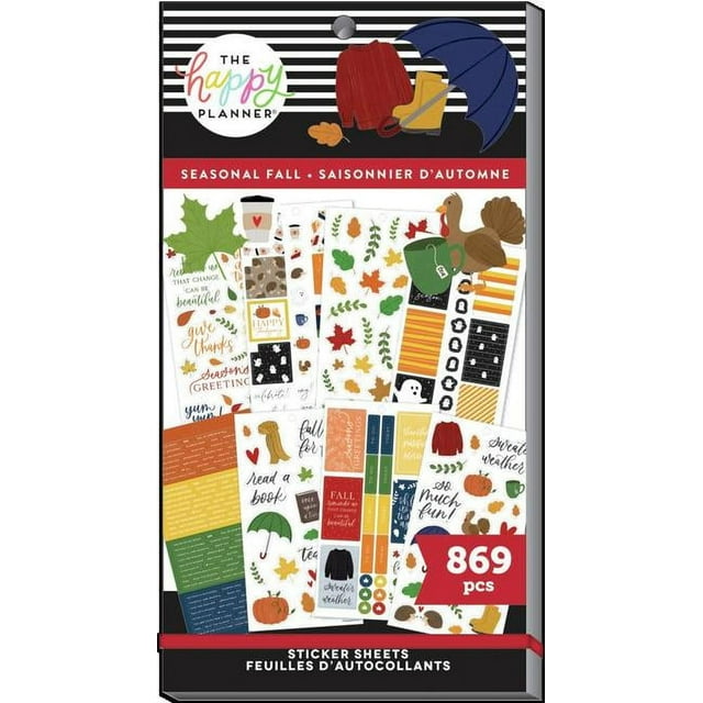 The Happy Planner Sticker Pack Seasonal Fall Theme, Multi-Colored 30 ...