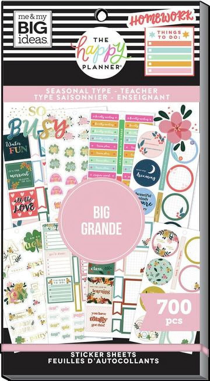 Happy Planner Teacher Accessory, Seasonal School Book Sticker Pack, 30 ...