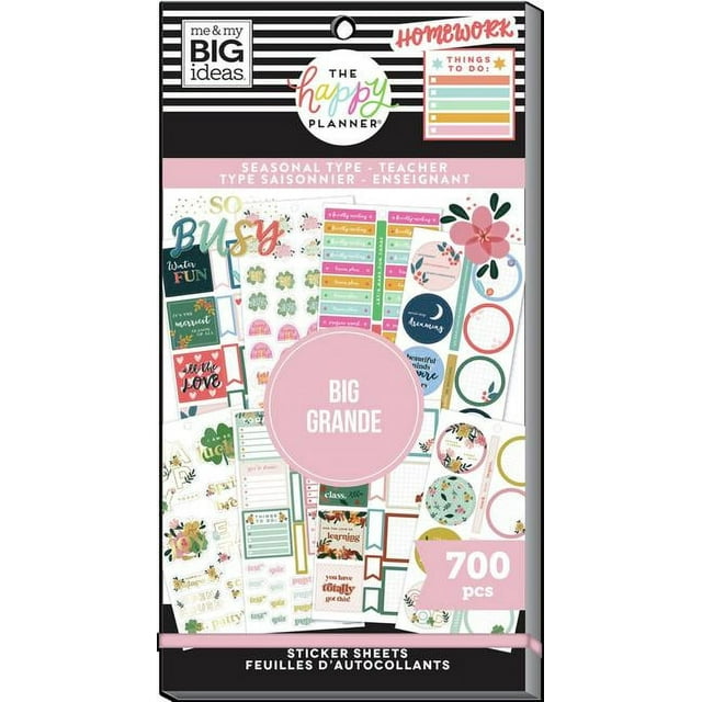 Happy Planner Teacher Accessory, Seasonal School Book Sticker Pack, 30 ...