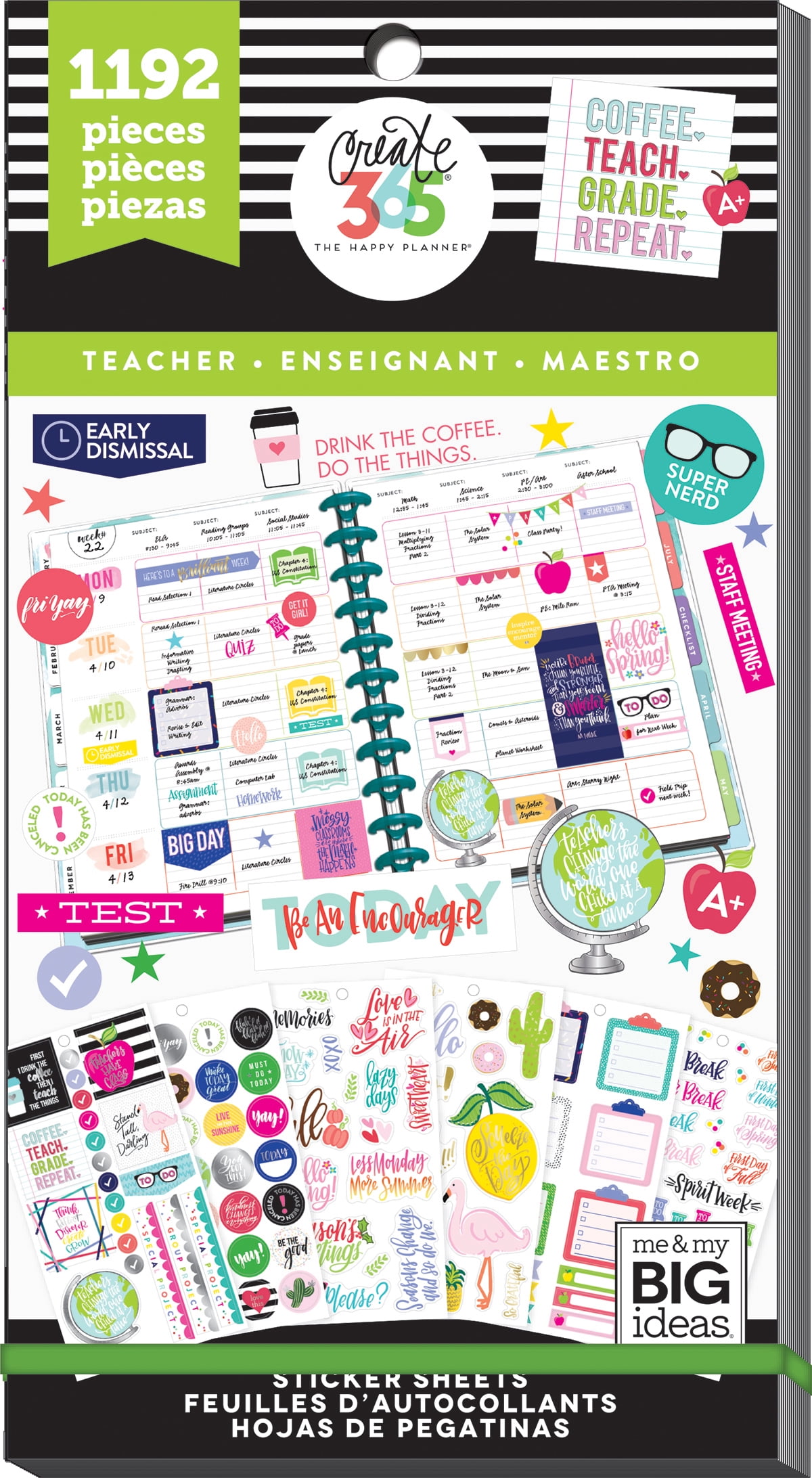 The Happy Planner Teacher Stickers: Sweet Lfie: 1192 Pack - Walmart.com