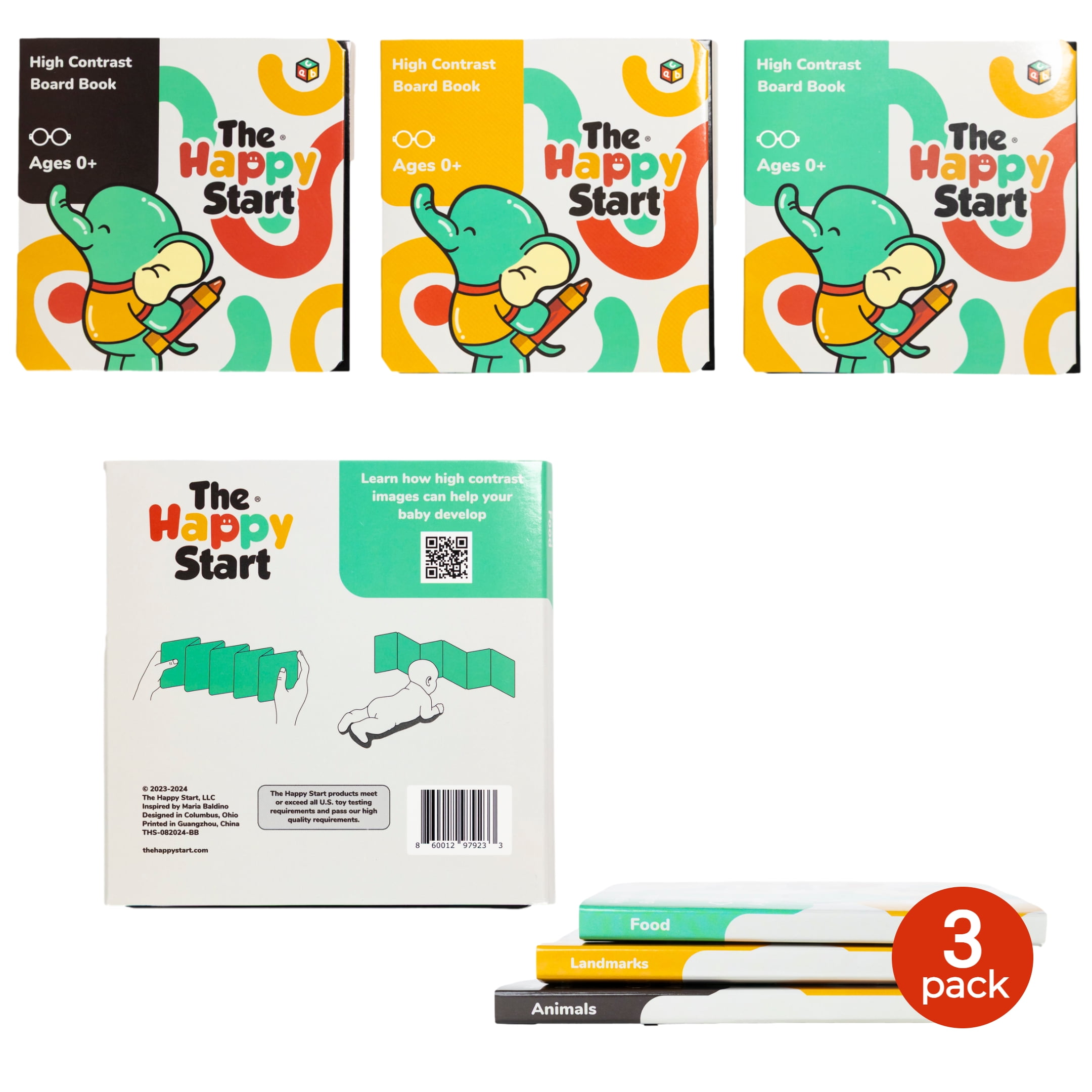 The Happy Start High Contrast Board Book for Infants (3-pack) - Walmart.com