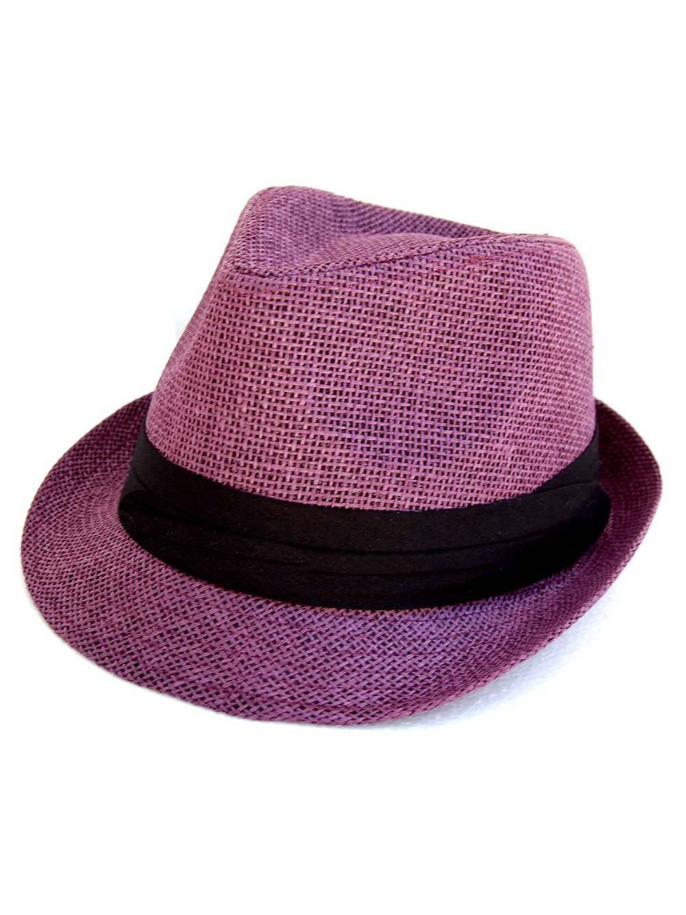 The Hatter Co. Tweed Classic Cuban Style Fedora Fashion Cap Hat, Purple ...