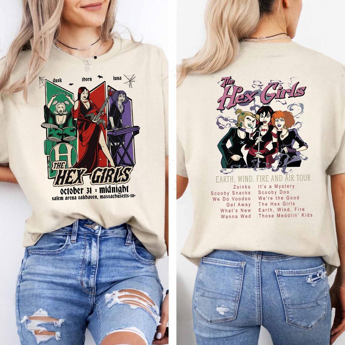 The Hex Girls Rock Band Music 2 Sides Shirt, Halloween Hex Girls Rock ...