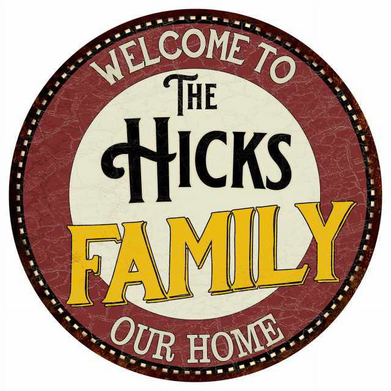 The Hicks Family 12" Round Metal Sign Kitchen Game Room Décor ...