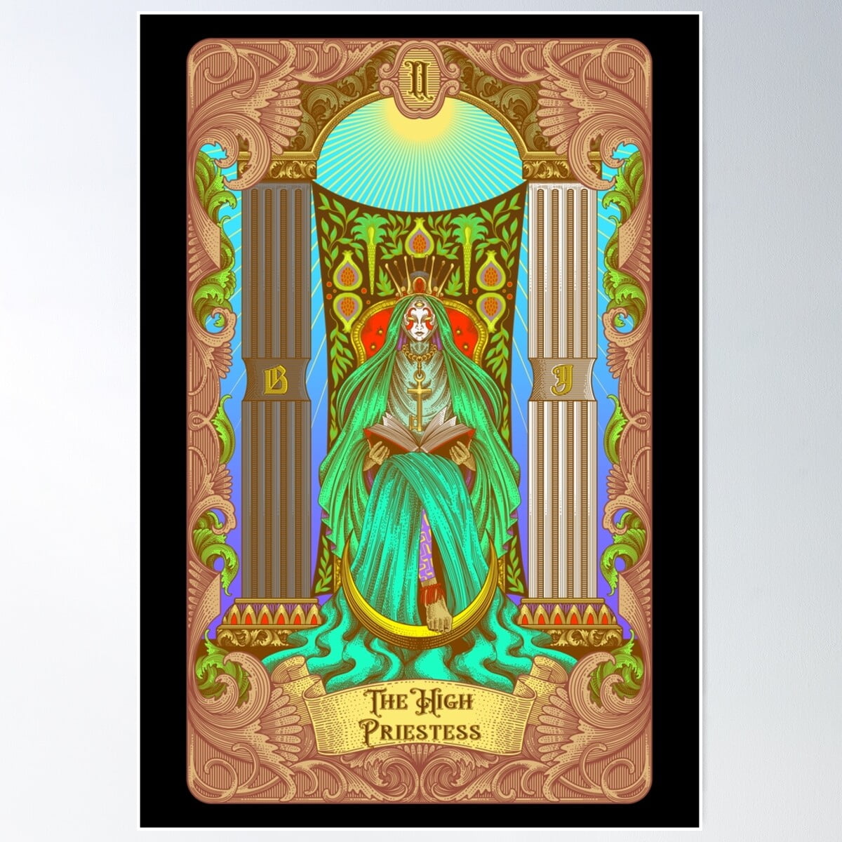 The High Priestess Tarot Illustration Poster Wall Art, Modern Wall ...