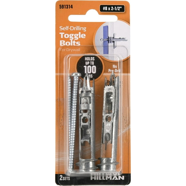 The Hillman Group Steel Hardware Anchors Toggle Bolts for Drywall (#8 x ...