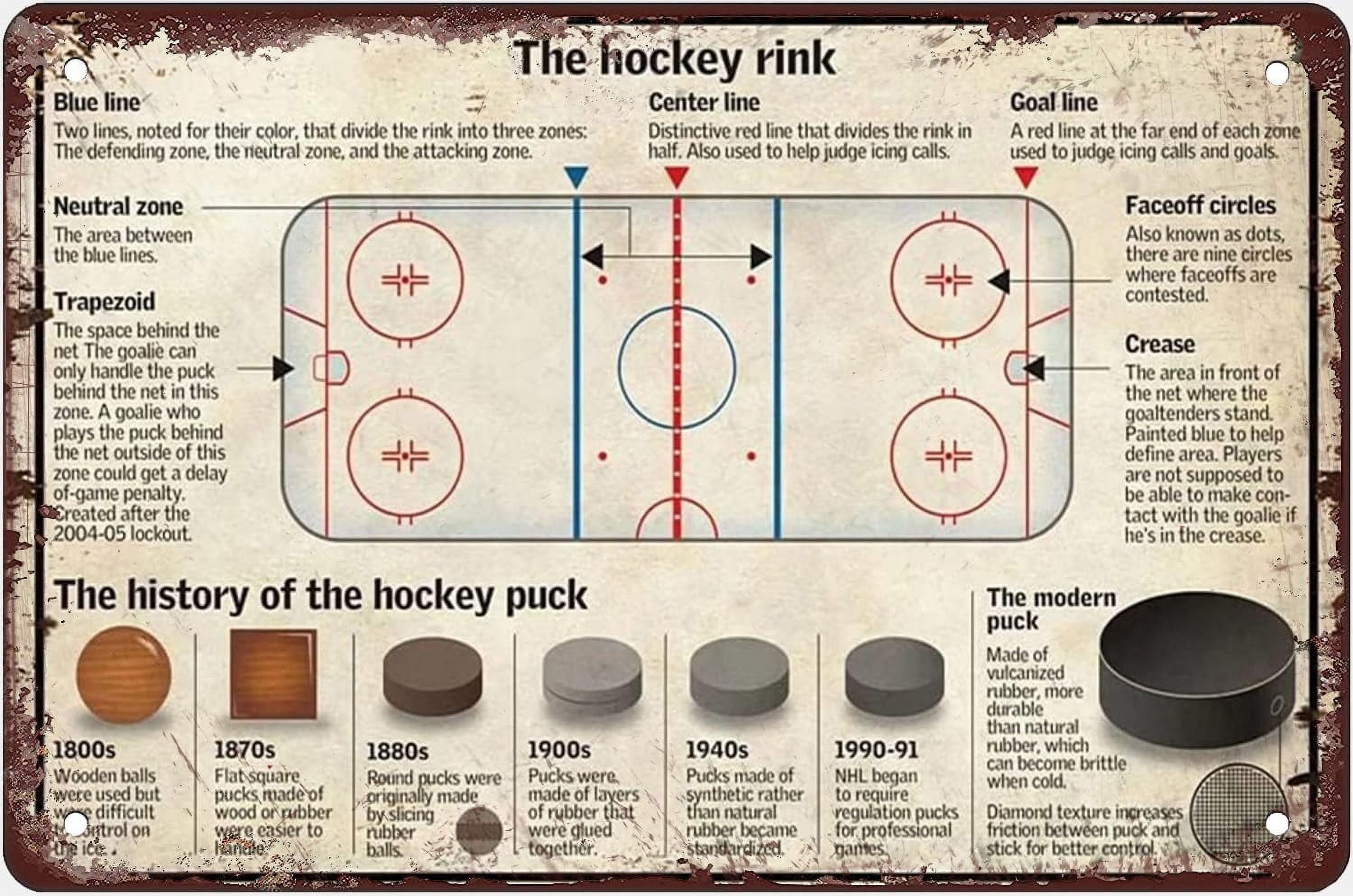 The Hockey Rink Infographic Metal Tin Signs Wall Decor Hockey Player ...