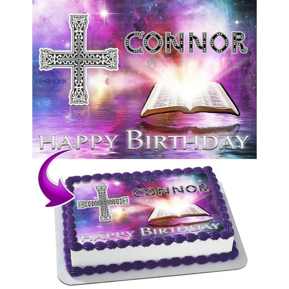 The Holy Bible Edible Cake Image Topper Personalized Birthday Party 1/4 ...